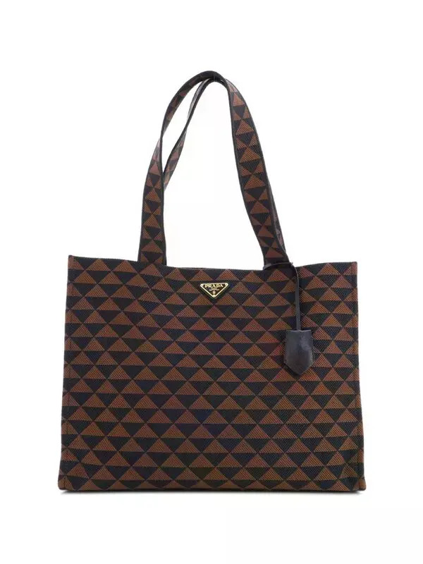 Prada Symbole Shopper Jacquard Horizontal Tote Bag - Brown