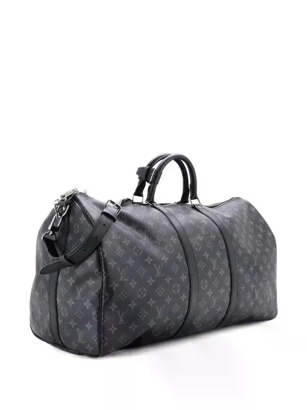 LOUIS VUITTON Keepall Bandouliere 55 Travel Bag Monogram Eclipse Canvas - Black