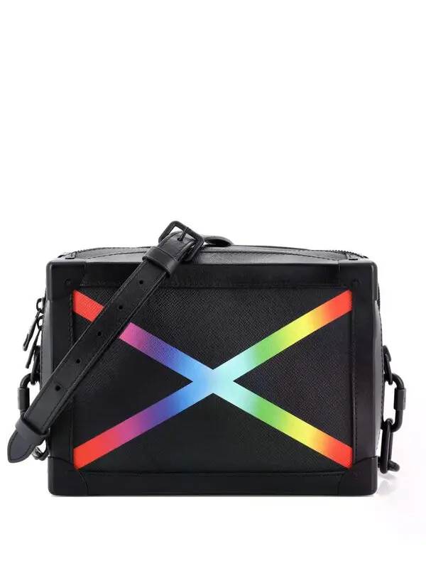 LOUIS VUITTON Soft Trunk Crossbody Bag Rainbow Taiga Leather - Black