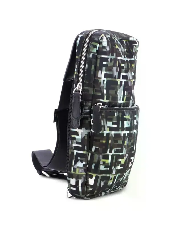 Fendi Front Pocket Sling Bag Camouflage Zucca Nylon
