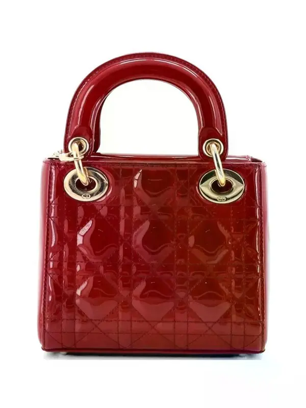 Dior Lady Chain Bag Cannage Quilt Patent Mini Satchel