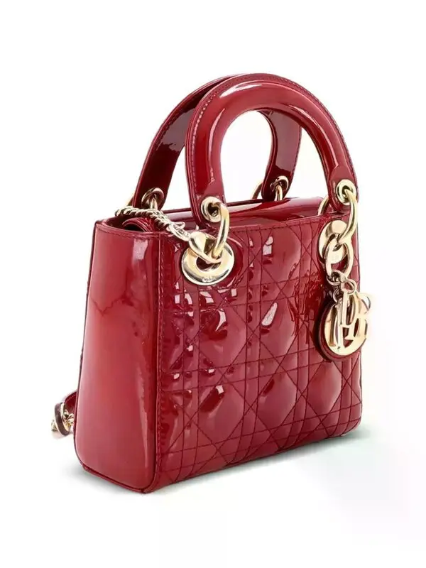 Dior Lady Chain Bag Cannage Quilt Patent Mini Satchel