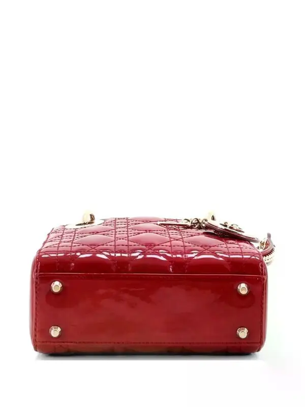 Dior Lady Chain Bag Cannage Quilt Patent Mini Satchel