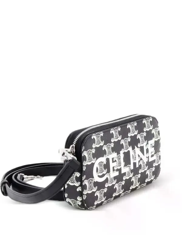 Celine Horizontal Pouch Crossbody Bag Logo Triomphe Coated Canvas - Black