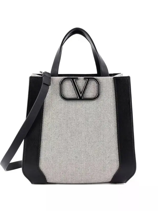 Valentino Garavani Vlogo Signature Canvas And Leather Mini Tote
