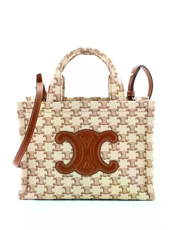 Celine Cabas Thais Triomphe Printed Canvas Small Tote Bag - Neutrals