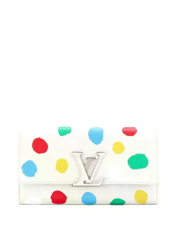 LOUIS VUITTON Capucines Wallet Yayoi Kusama Painted Dots Taurillon Leather Small Wallets - Multicolour