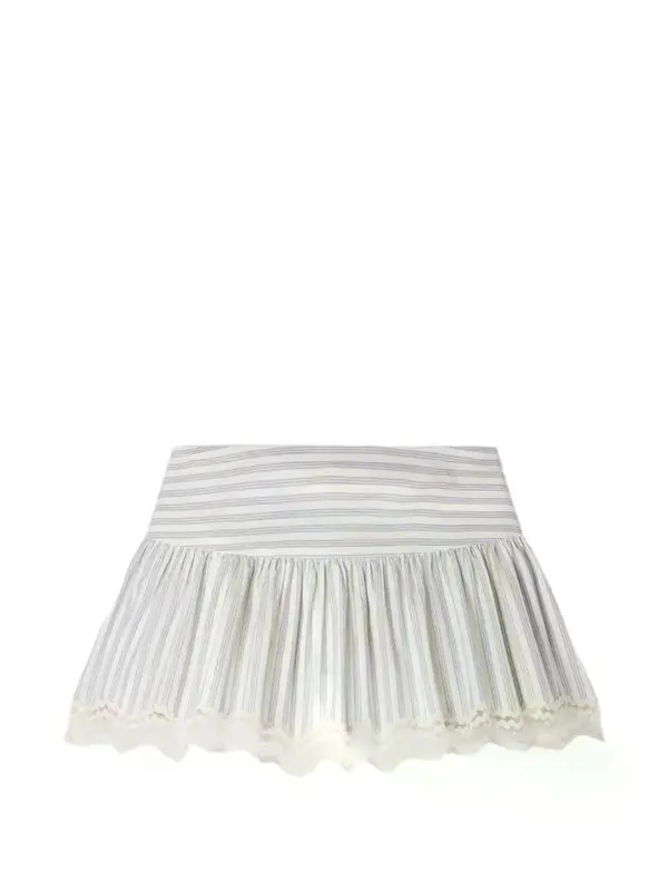 Sandro Striped Cotton Skort With Lace Trim - Neutrals
