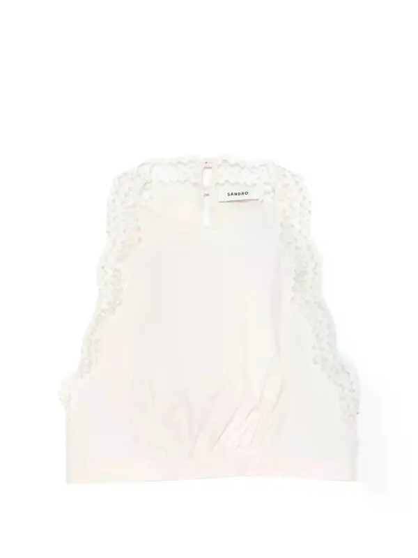 Sandro Bruna Lace-trim Cropped Top - Pink
