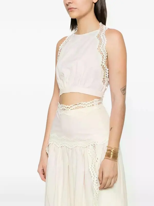 Sandro Lace-trim Cropped Cotton Top