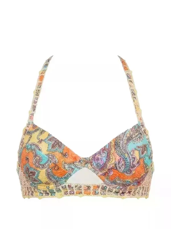 DEL MAAR Kaita Paisley-print Bikini Top - Blue