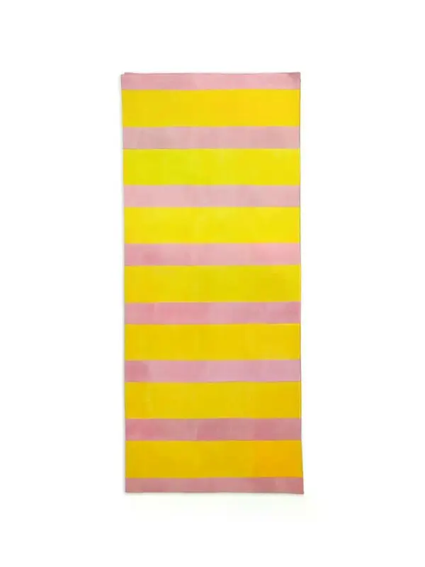 LES-OTTOMANS Striped Block Print Tablecloth - Yellow