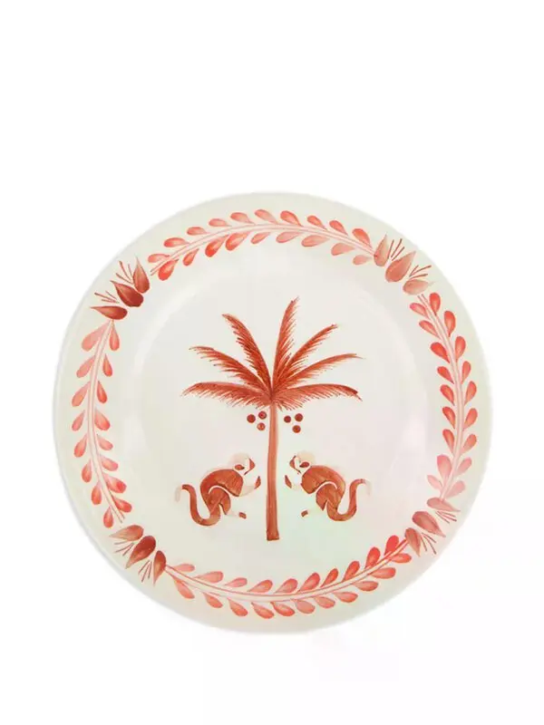 Johanna Ortiz Saimir Monkey Floral Dessert Plate - Red