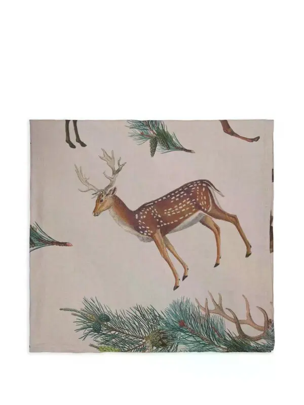 LINORICCI Animal-print Linen Tablecloth - White
