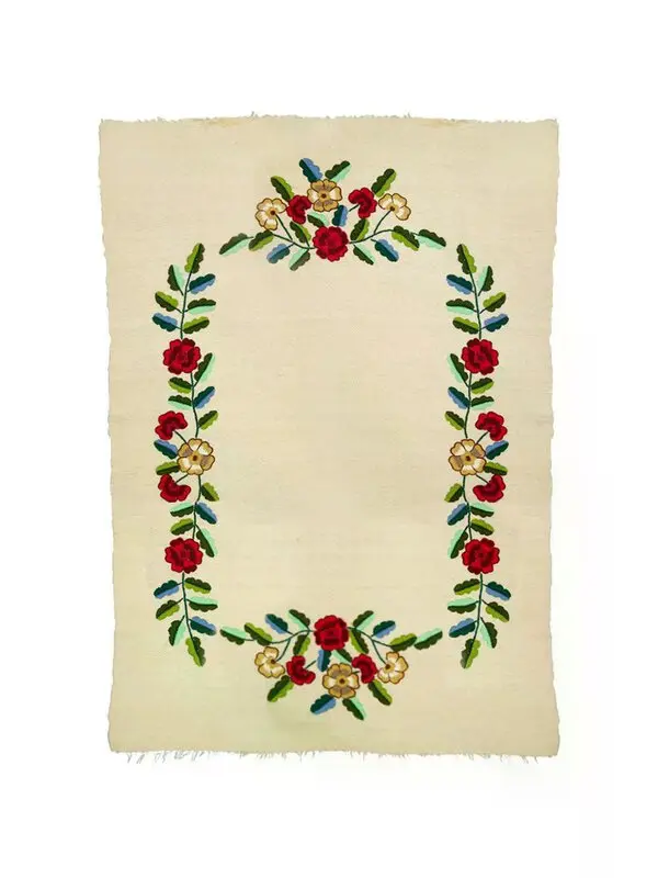 HOUSE OF CAPRICORN Floral-embroidery Wool Blanket - Neutrals