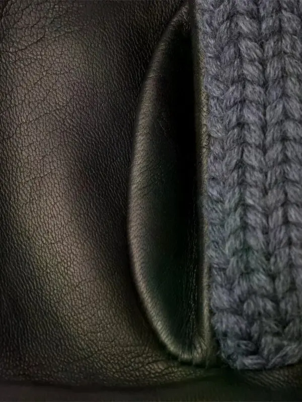 Prada Wool And Nappa Leather Gloves - Grey