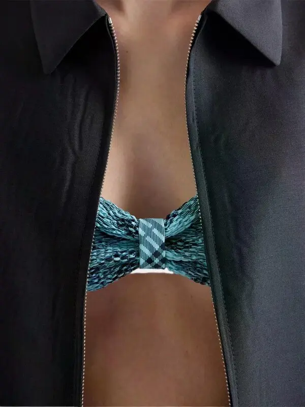 Prada Checked Print Jersey Bikini Top