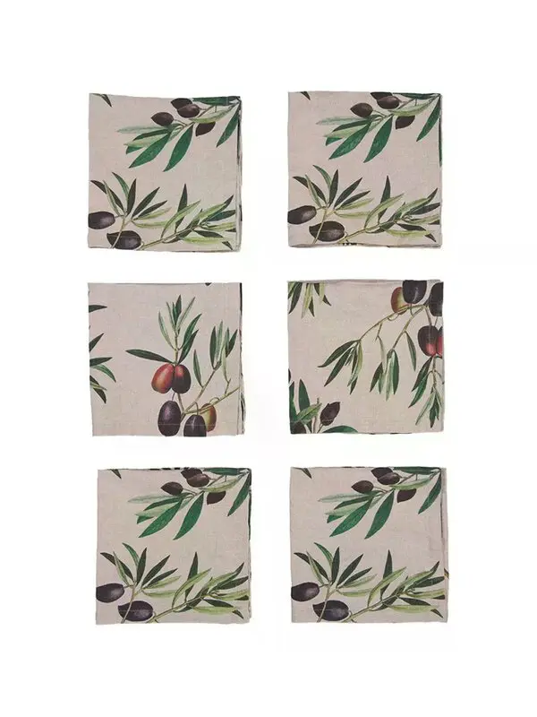 LINORICCI Olive-print Napkins