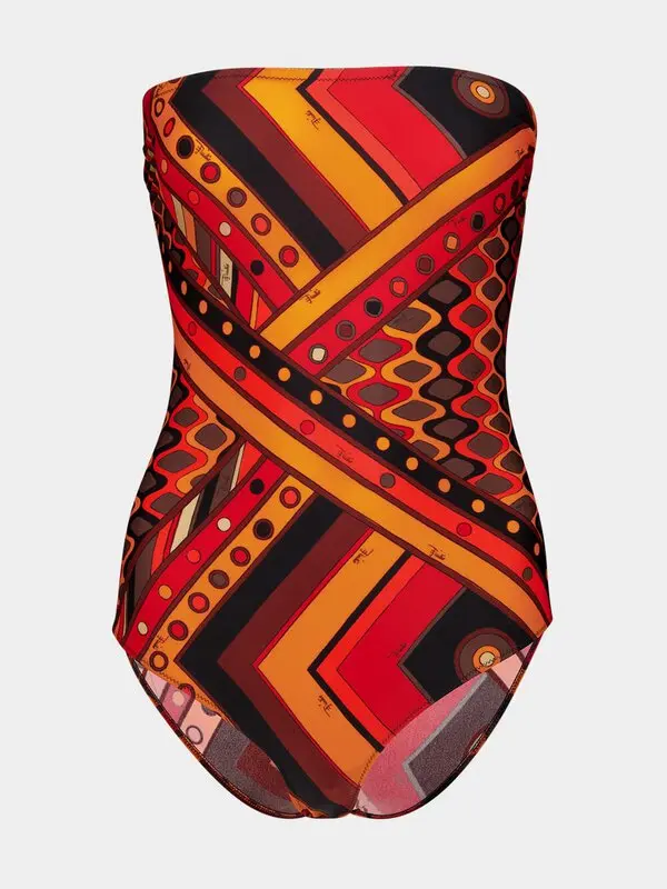 Emilio Pucci Vivara Print Bandeau Swimsuit - Orange