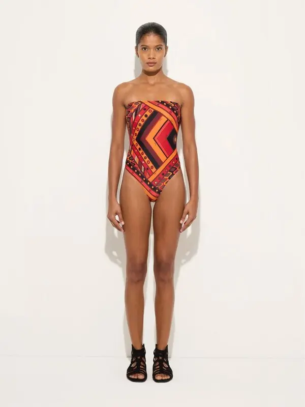 Emilio Pucci Vivara Print Bandeau Swimsuit - Orange