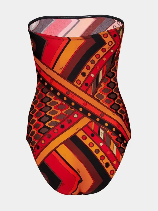Emilio Pucci Vivara Print Bandeau Swimsuit - Orange