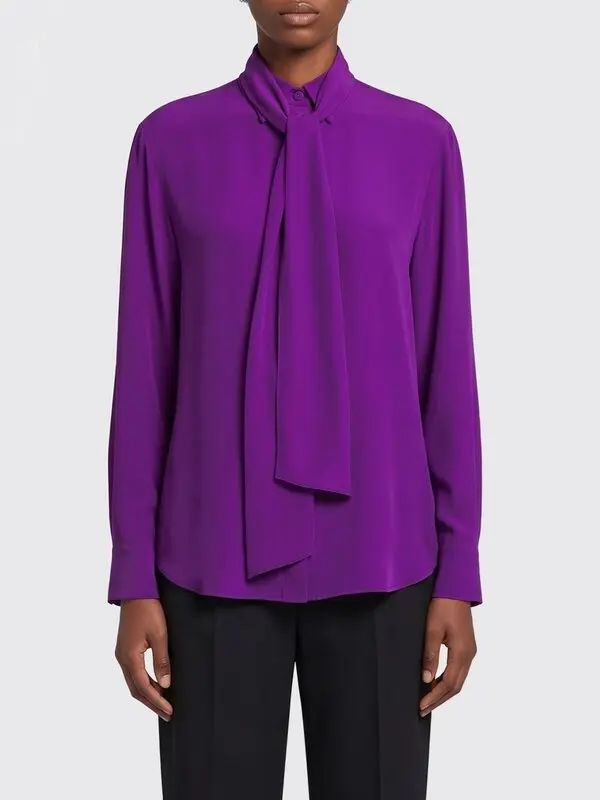 Balenciaga Pure Silk Pussy-bow Shirt - Violet