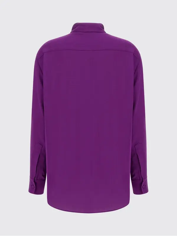 Balenciaga Pure Silk Pussy-bow Shirt - Violet