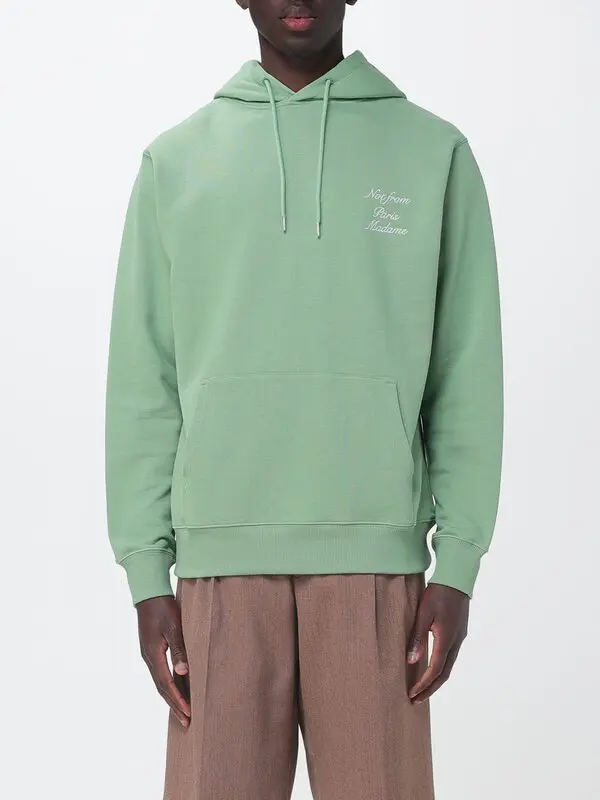 Drole De Monsieur Cotton Hoodie With Slogan Print - Green
