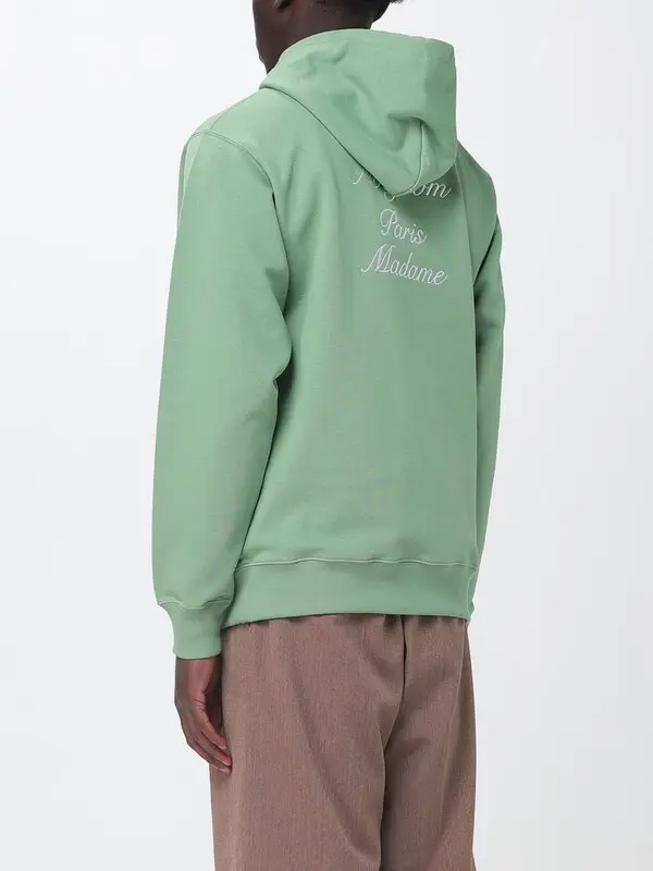Drole De Monsieur Cotton Hoodie With Slogan Print - Green