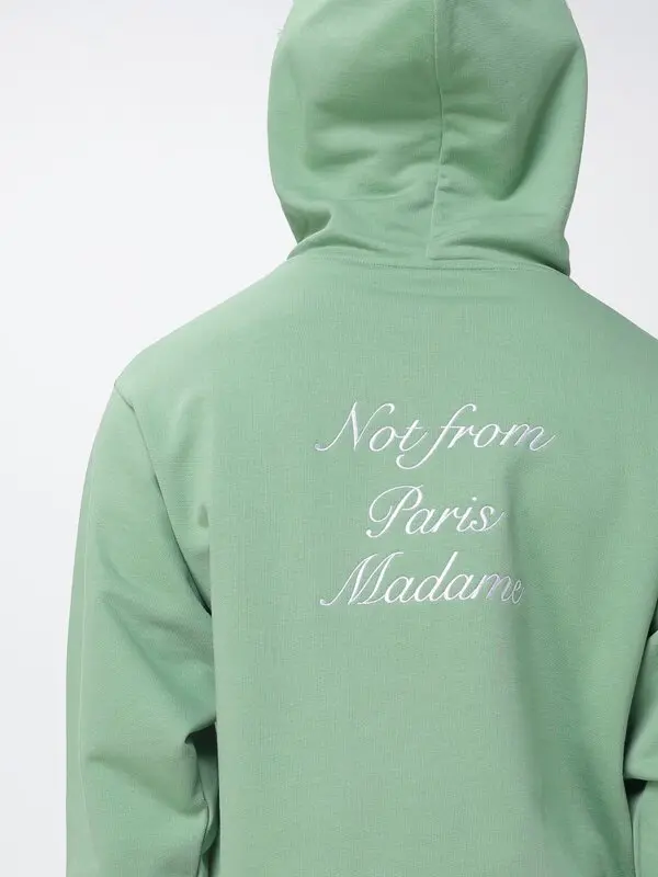Drole De Monsieur Cotton Hoodie With Slogan Print - Green