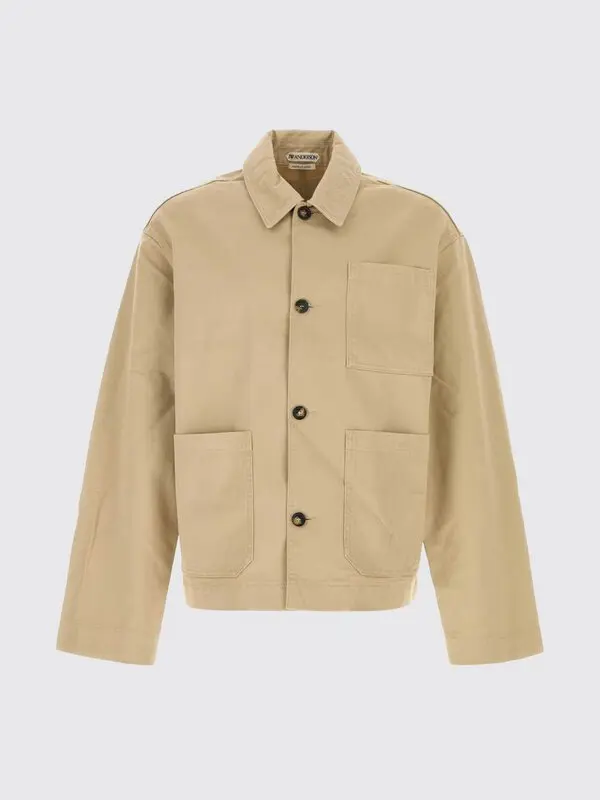JW Anderson Cotton Shirt Jacket With Logo - Beige