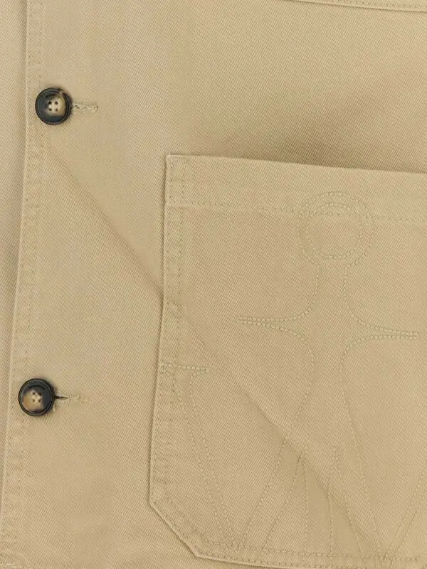 JW Anderson Cotton Shirt Jacket With Logo - Beige