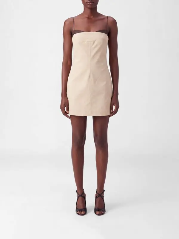 ENTIRE STUDIOS Carey Strapless Mini Dress - Beige