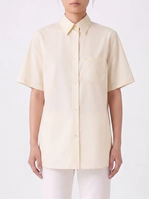 FERRAGAMO Short-sleeved Shirt With Patch Pockets - Beige