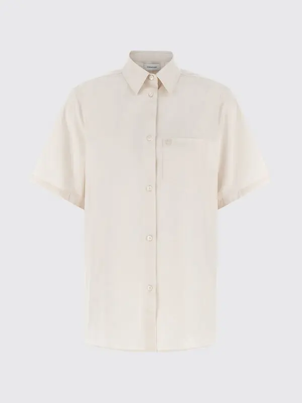FERRAGAMO Short-sleeved Shirt With Patch Pockets - Beige
