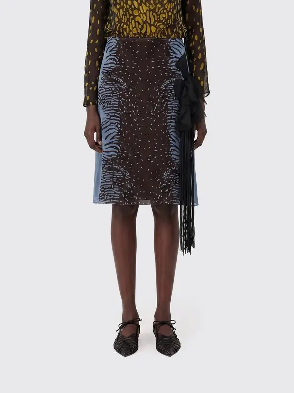 FERRAGAMO Printed Silk Mini Skirt - Gnawed Blue