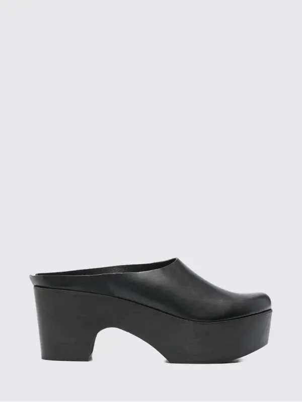 DANIELA GREGIS Leather Wedge Mules - Black