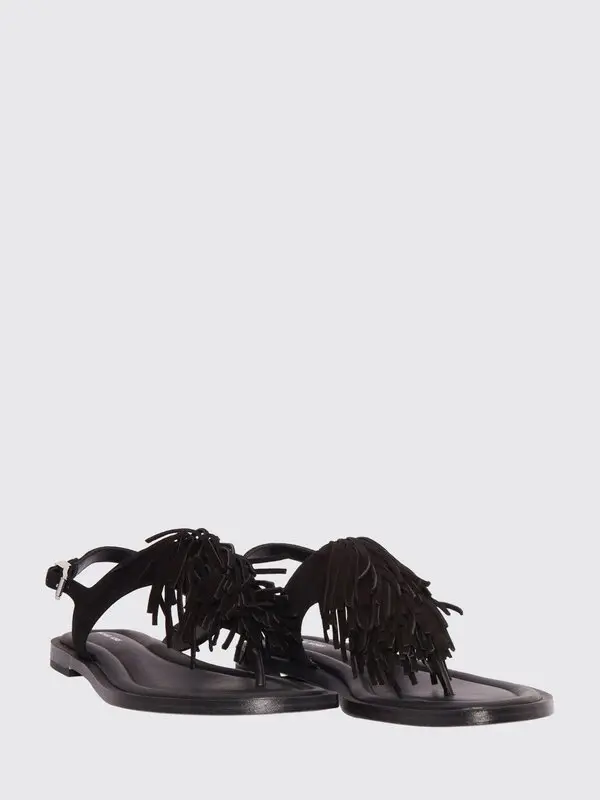 Michael Kors Heeled Sandal With Fringe Detailing - Black