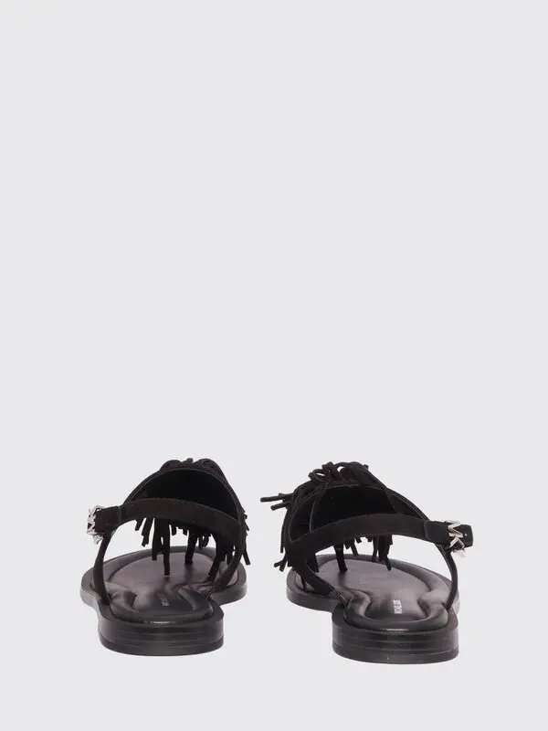Michael Kors Heeled Sandal With Fringe Detailing - Black