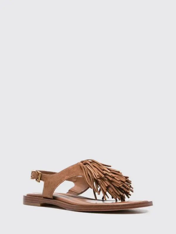 Michael Kors Indra Suede Fringe Slingback Sandals - Brown