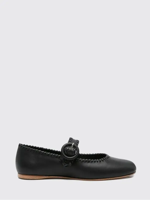 PALOMA BARCELO Nappa Leather Mary Jane Ballet Flats - Black