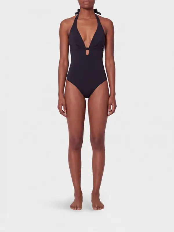 ERES One-piece Swimsuit With Triangle Neckline And Tie-up Straps - Black