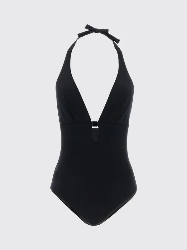 ERES One-piece Swimsuit With Triangle Neckline And Tie-up Straps - Black