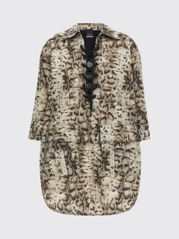 Pinko Cotton Serpent Print Shirt Dress