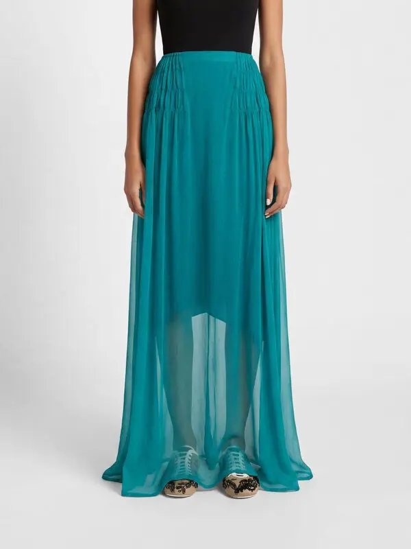 Dries Van Noten High-waisted A-line Silk Maxi Skirt - Green