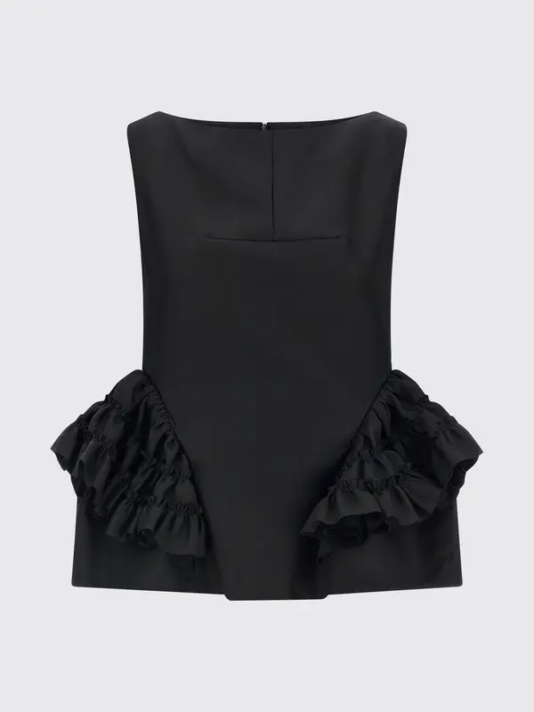 Dries Van Noten Wool And Silk Ruffled Bustier Top - Black