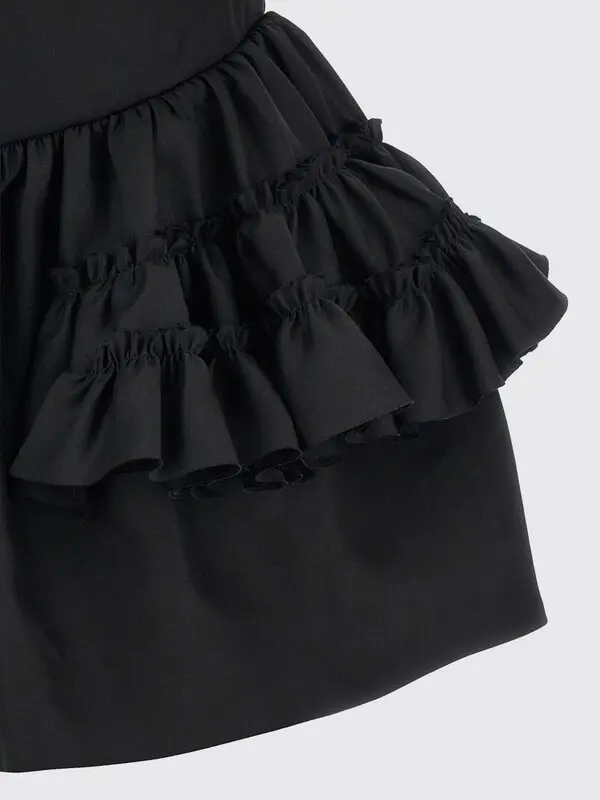 Dries Van Noten Wool And Silk Ruffled Bustier Top - Black