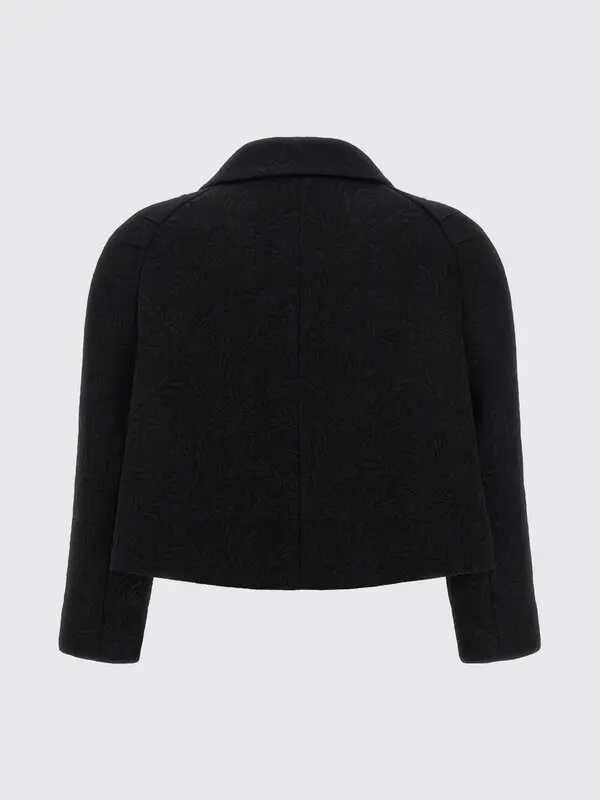 Dries Van Noten Cropped Double-breasted Jacquard Jacket With Jeweled Buttons - Black