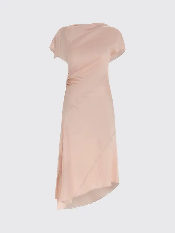 Victoria Beckham Asymmetrical Midi Dress With Short Sleeves - Pink