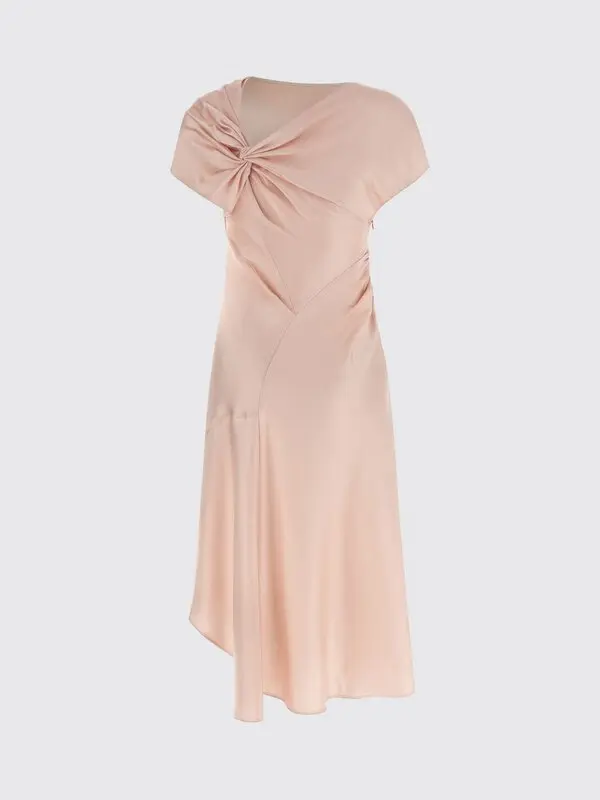 Victoria Beckham Asymmetrical Midi Dress With Short Sleeves - Pink